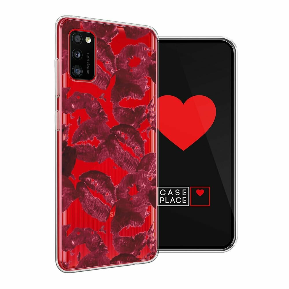 Чехол на Samsung Galaxy A41 / Самсунг Галакси А41 с принтом "Помада паттерн 2", прозрачный — фото 1