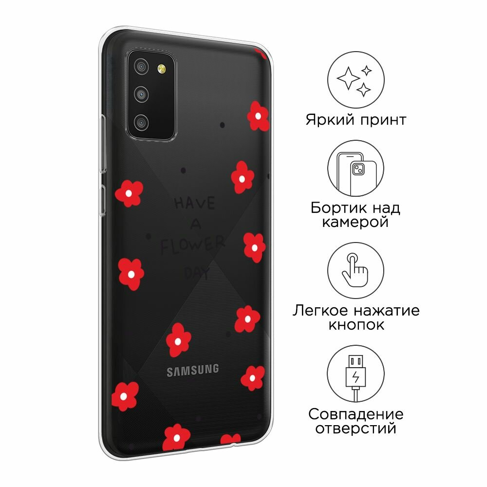 Чехол на Samsung Galaxy A02s / Самсунг Галакси A02s с принтом "Have a flower day 2", прозрачный — фото 1