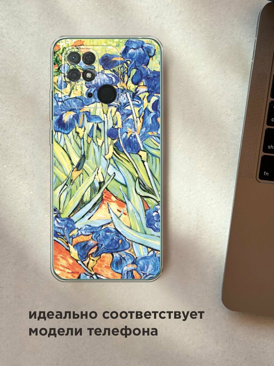 Чехол на Xiaomi Redmi 10C / Сяоми Редми 10C с принтом "Ирисы Ван Гог" — фото 1