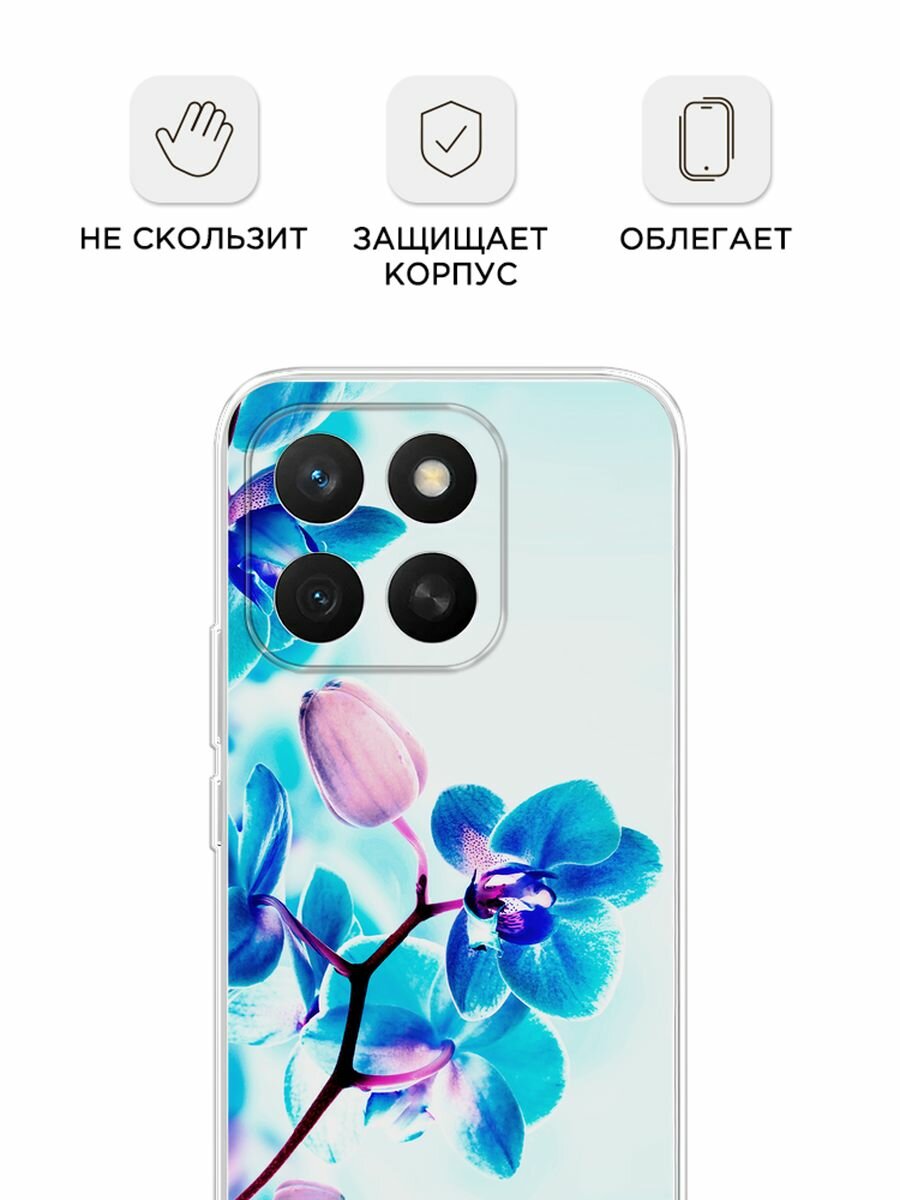 Силиконовый чехол на Honor X8c / Хонор X8c с принтом "Голубая орхидея" — фото 1