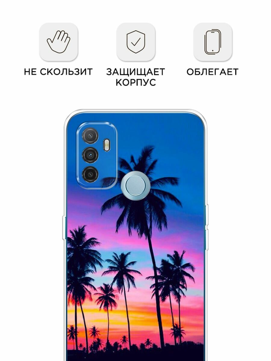 Силиконовый чехол на Oppo A53 / Оппо А53 с принтом "Закат 5" — фото 1