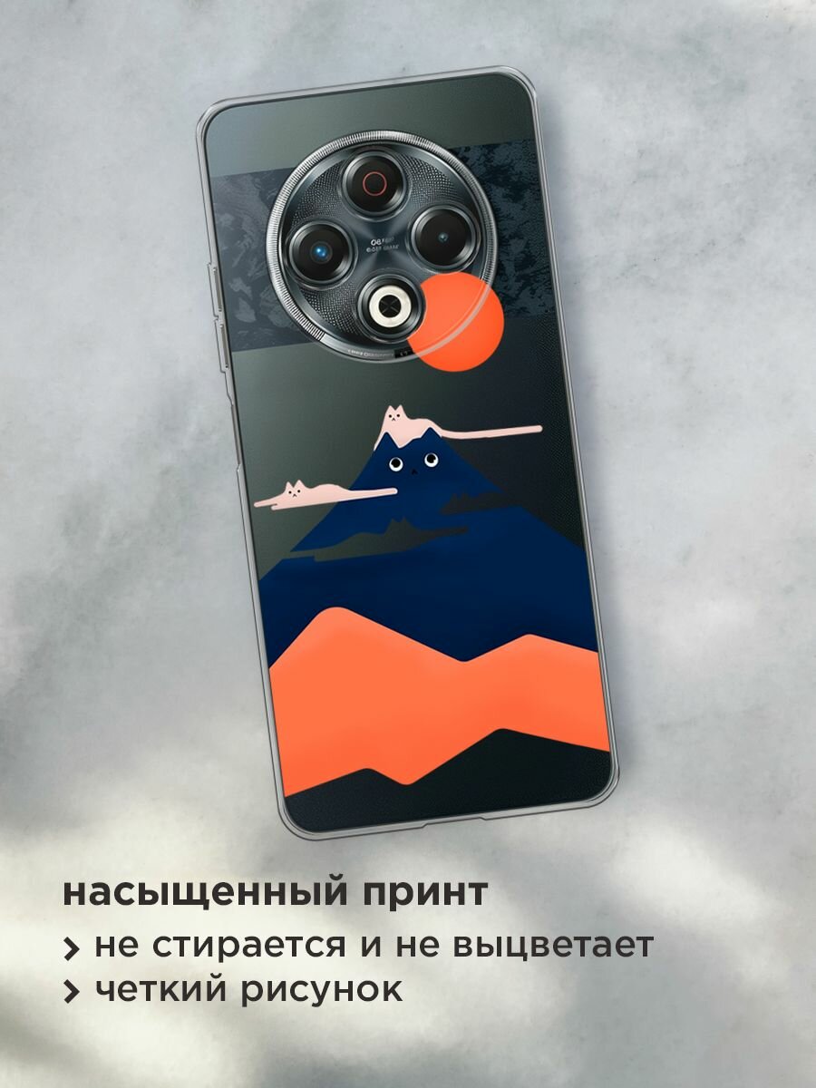 Чехол на Tecno Spark 30 / Текно Спарк 30 с принтом "Кот-гора", прозрачный — фото 1