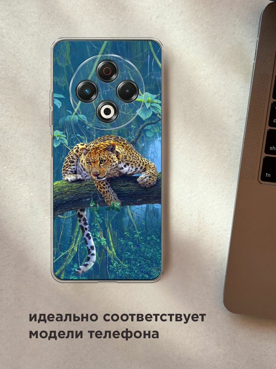 Чехол на Tecno Spark 30 / Текно Спарк 30 с принтом "Леопард охотник" — фото 1