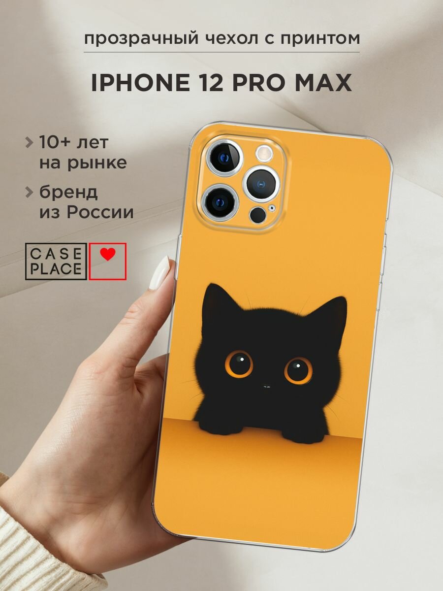 Чехол на Apple iPhone 12 Pro Max / Айфон 12 Про Макс с принтом "Контрастный котик"