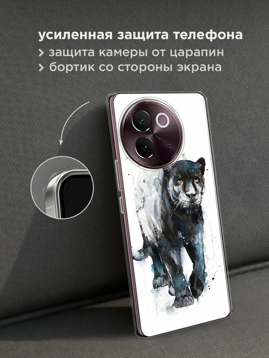 Силиконовый чехол на Vivo V30e / Виво В30е с принтом "Пантера арт 3" — фото 1