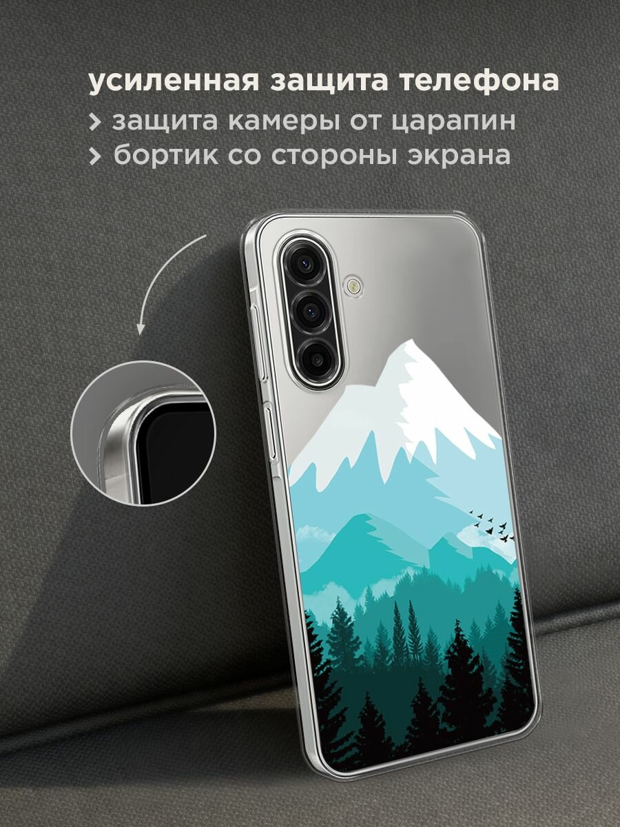 Чехол на Samsung Galaxy A17 / Самсунг А17 с принтом "Синяя снежная гора", прозрачный — фото 1