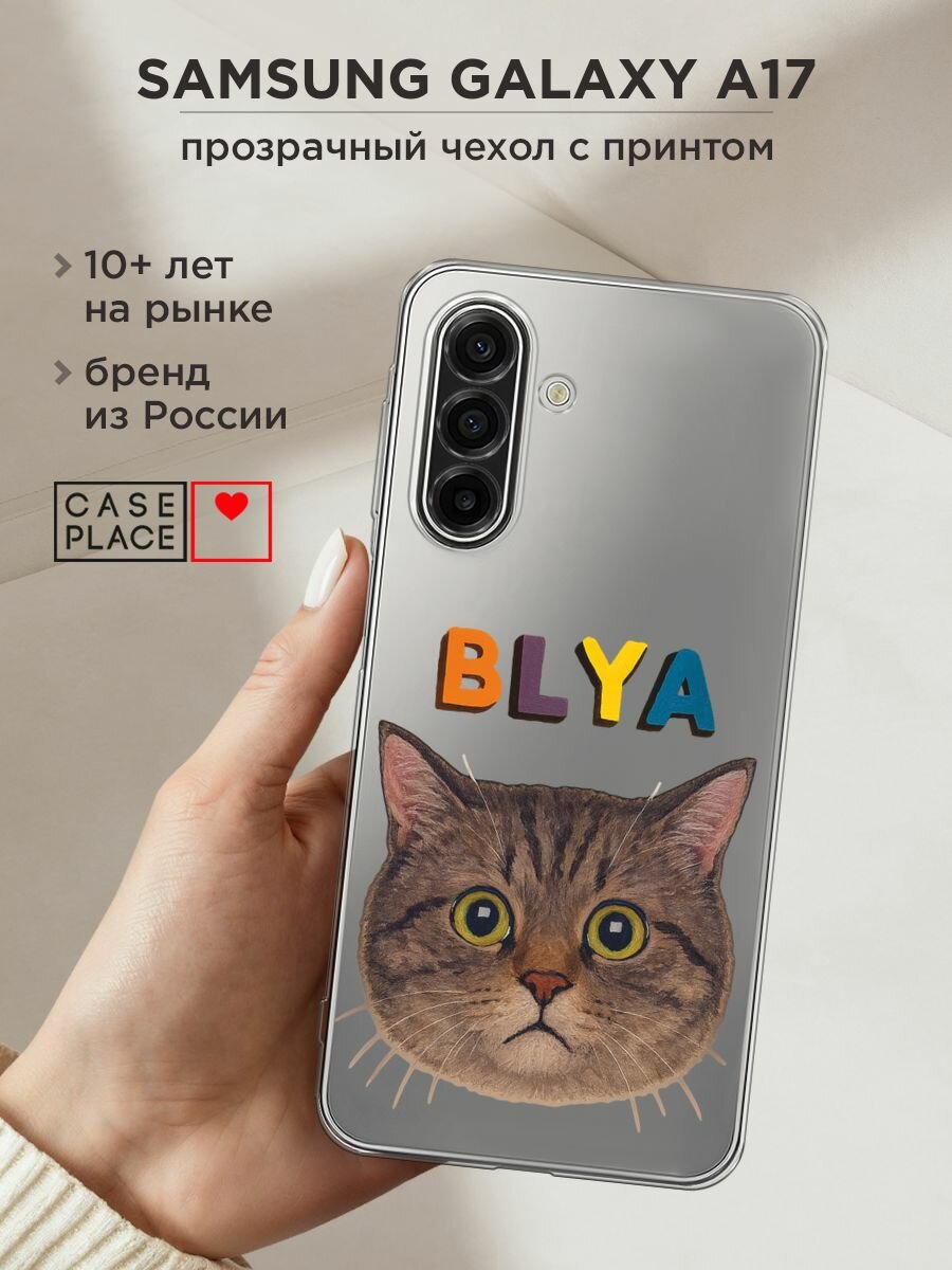 Чехол на Samsung Galaxy A17 / Самсунг А17 с принтом "Серый котик", прозрачный