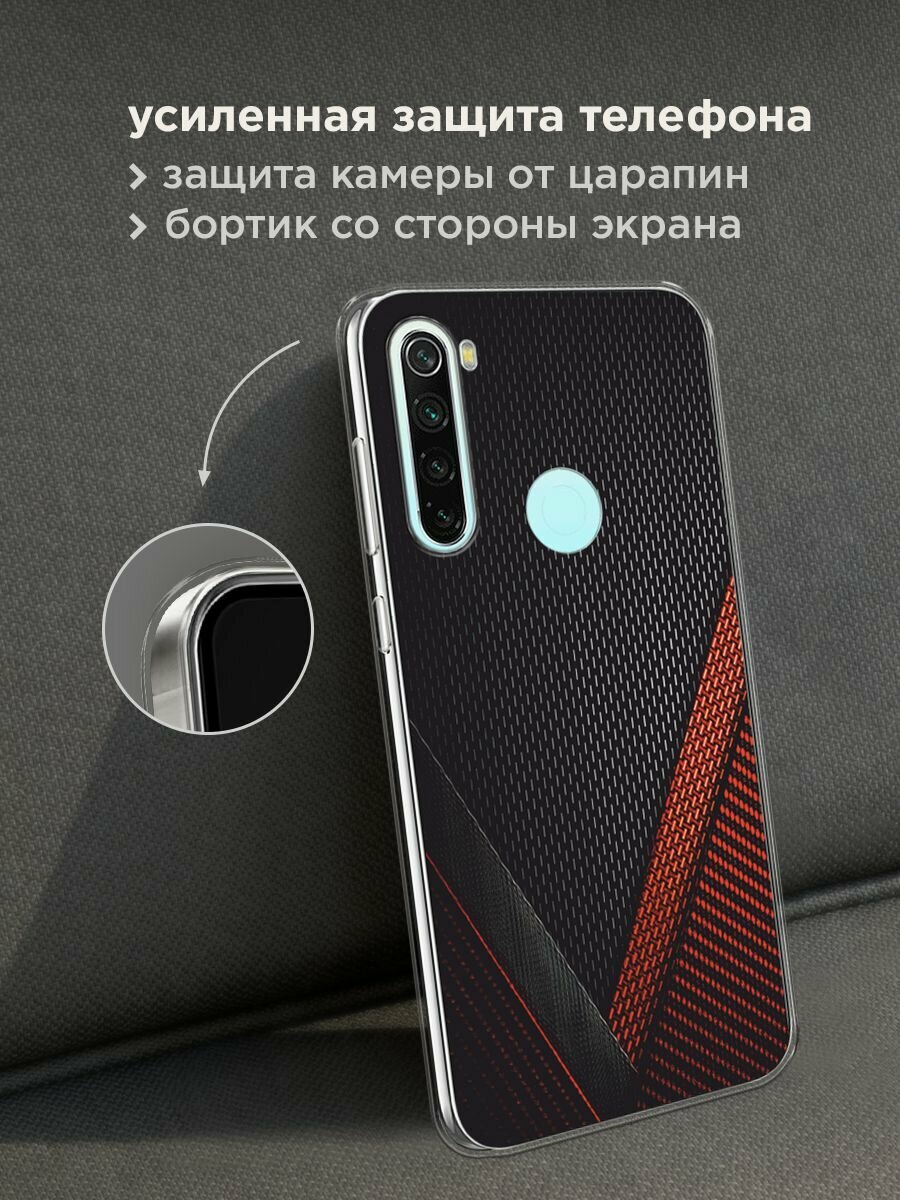 Чехол на Xiaomi Redmi Note 8 / Сяоми Редми Нот 8 с принтом "Красный карбон" — фото 1