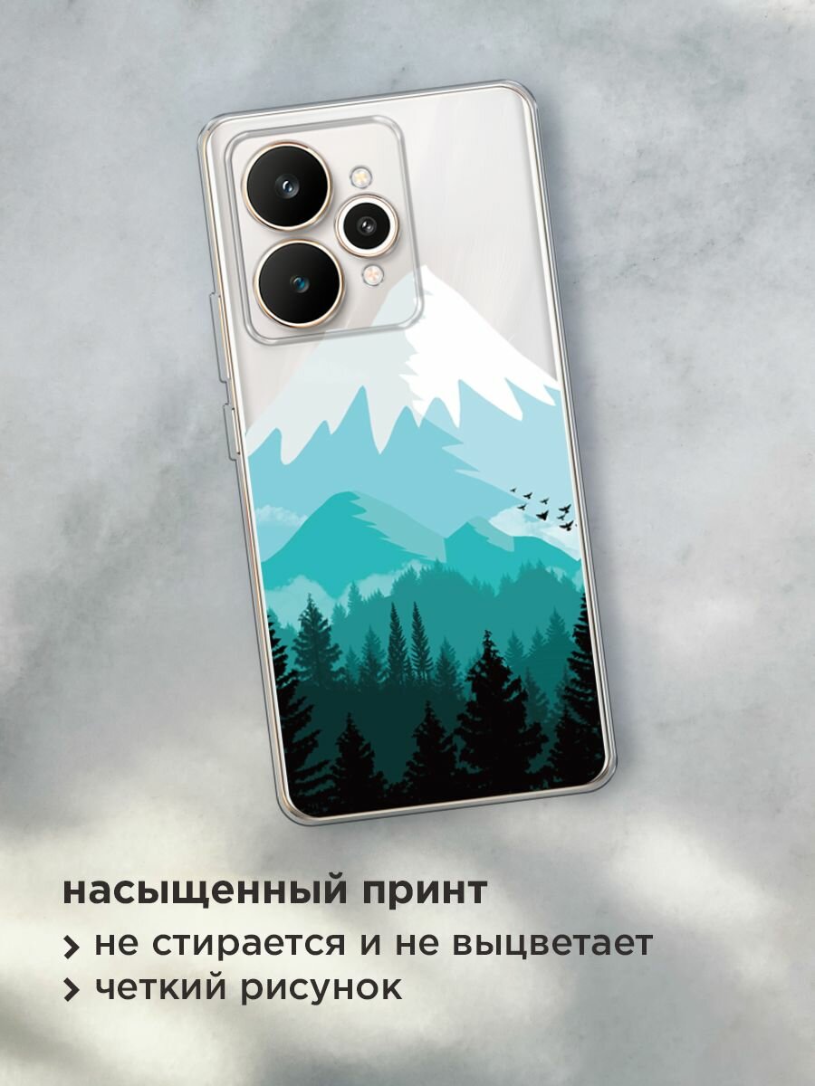 Чехол на Realme 15 / Реалми 15 с принтом "Синяя снежная гора", прозрачный — фото 1