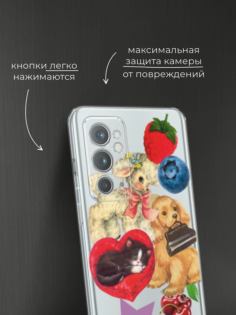 Чехол на OnePlus 9RT / ВанПлас 9RT с принтом "Милые стикеры", прозрачный — фото 1