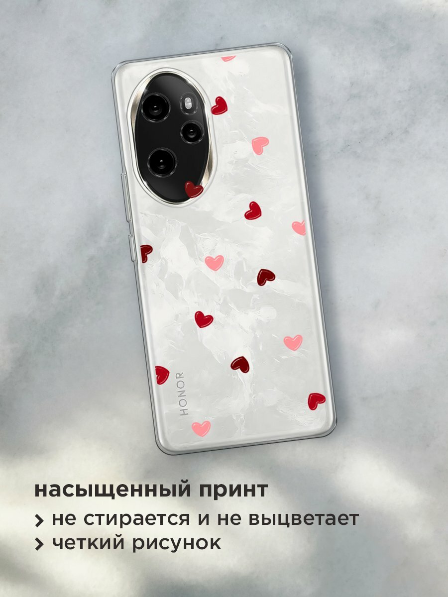 Чехол на Honor 100 Pro / Хонор 100 Про с принтом "Бордовые сердечки 2" — фото 1