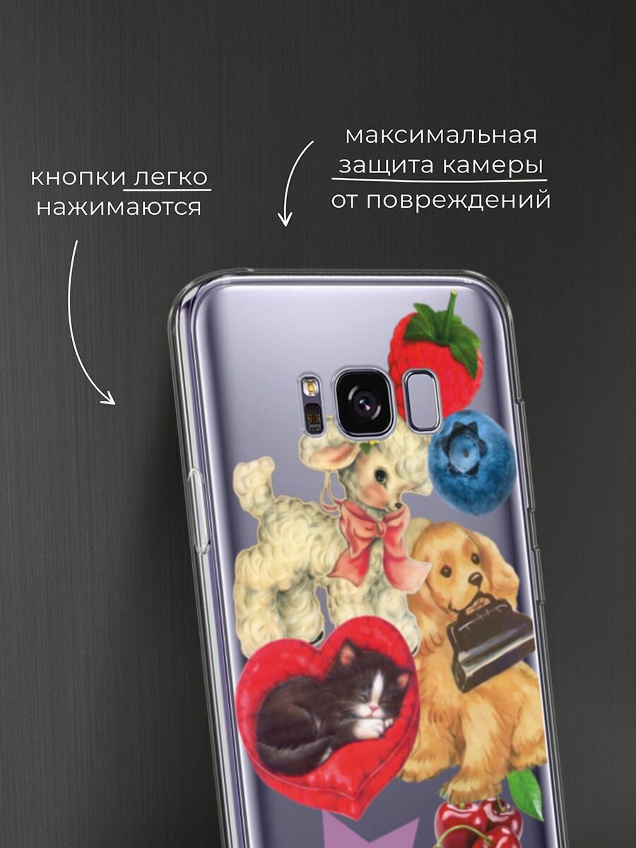 Чехол на Samsung Galaxy S8 + / Самсунг Галакси С8 Плюс с принтом "Милые стикеры", прозрачный — фото 1