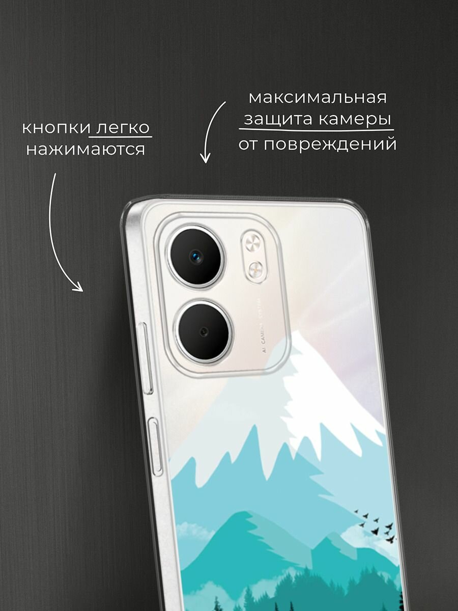 Чехол на Oppo A5x / Оппо А5x с принтом "Синяя снежная гора", прозрачный — фото 1