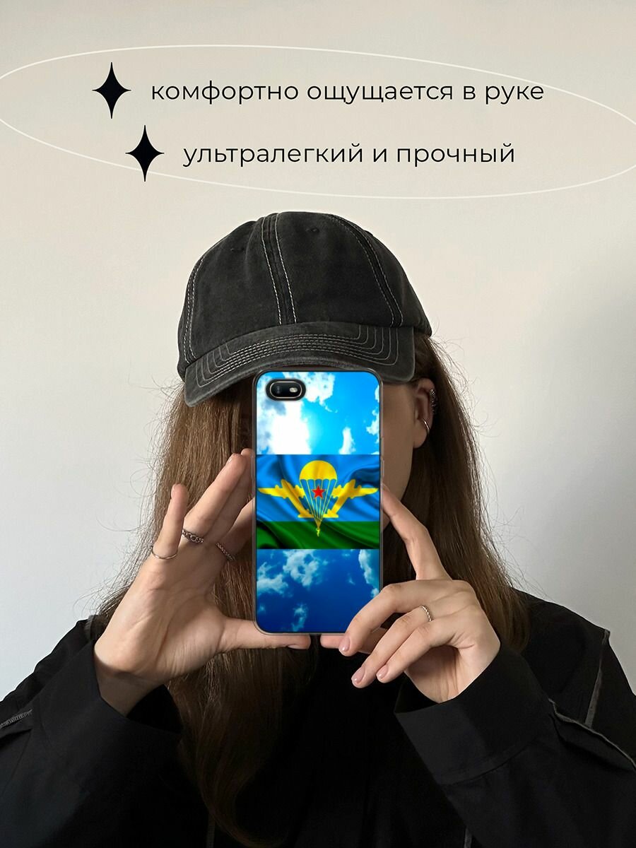 Силиконовый чехол на Oppo A1k / Оппо А1к с принтом "ВДВ флаг в небесах" — фото 1