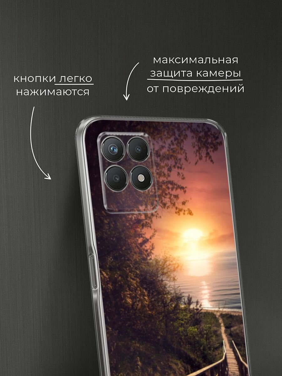 Силиконовый чехол на Realme 8i / Реалми 8i с принтом "Мост у воды" — фото 1
