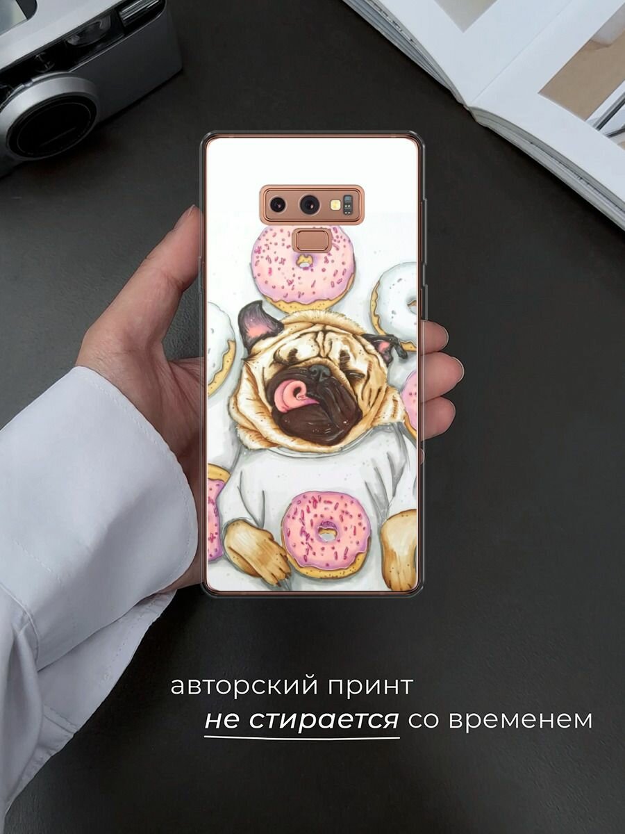 Чехол на Samsung Galaxy Note 9 / Самсунг Галакси Нот 9 с принтом "Счастливый мопс" — фото 1