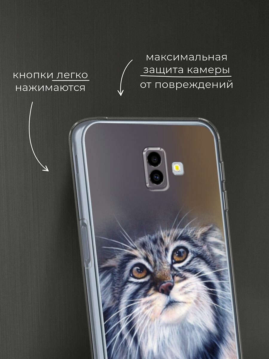 Чехол на Samsung Galaxy J6 + / Самсунг Галакси J6 Плюс 2018 с принтом "Кот манул 2" — фото 1