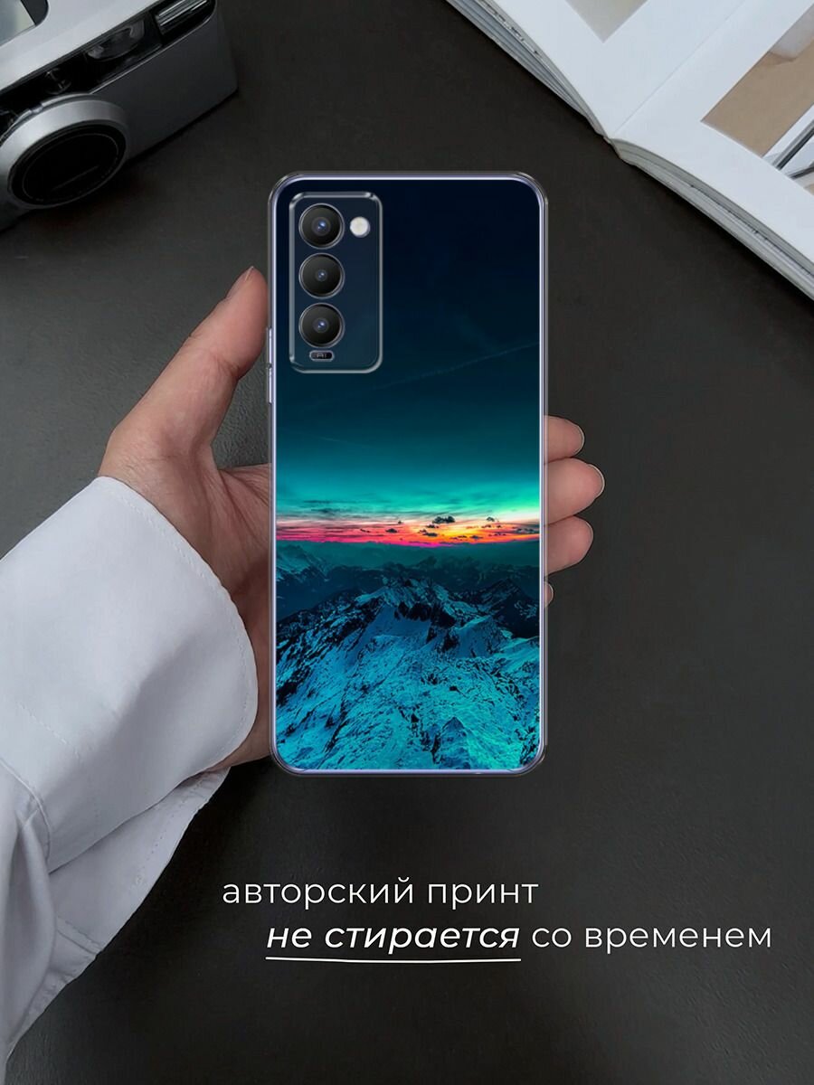 Чехол на Tecno Camon 18/18T / Текно Камон 18/18T с принтом "Закат в горах" — фото 1