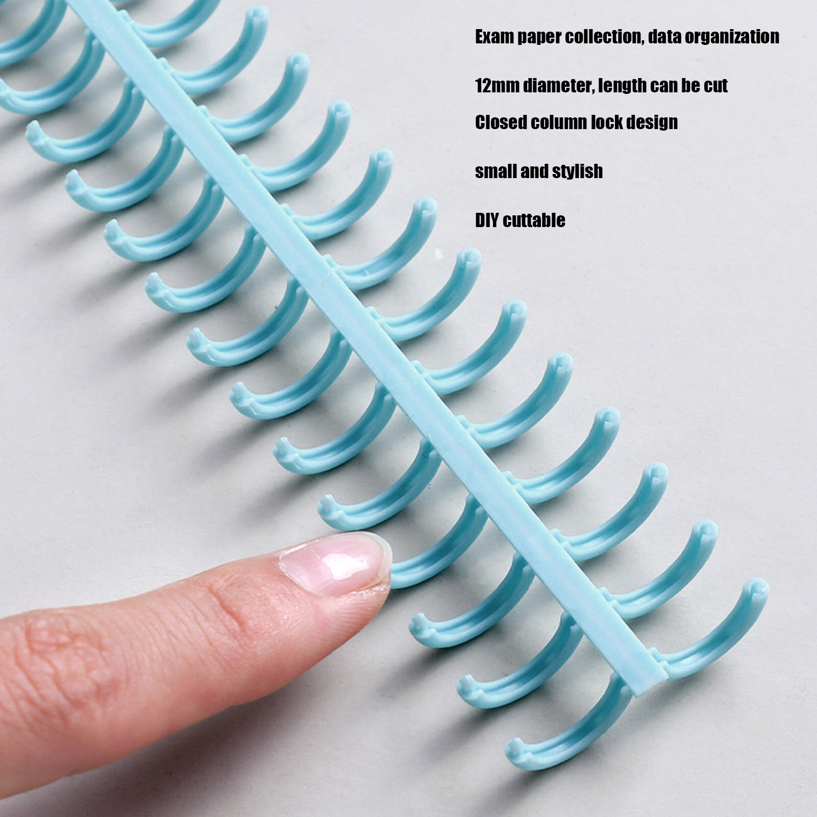 10 шт. переплетных корешка 30 отверстий диаметром 12 мм, сделай сам, разрезаемые пластиковые корешки для переплета А4 для школьного офиса, светло-голубые