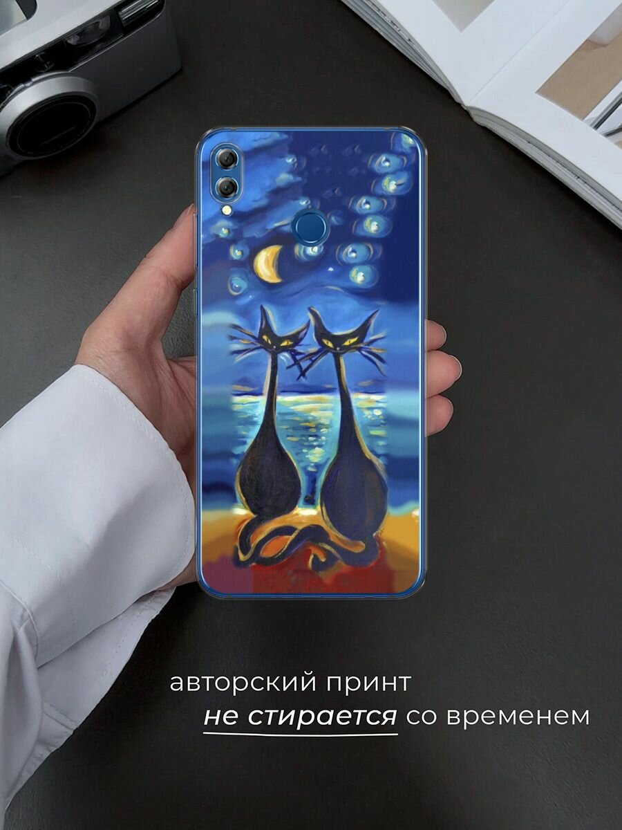 Чехол на Honor 8X / Хонор 8Х с принтом "Влюбленные котики 7" — фото 1