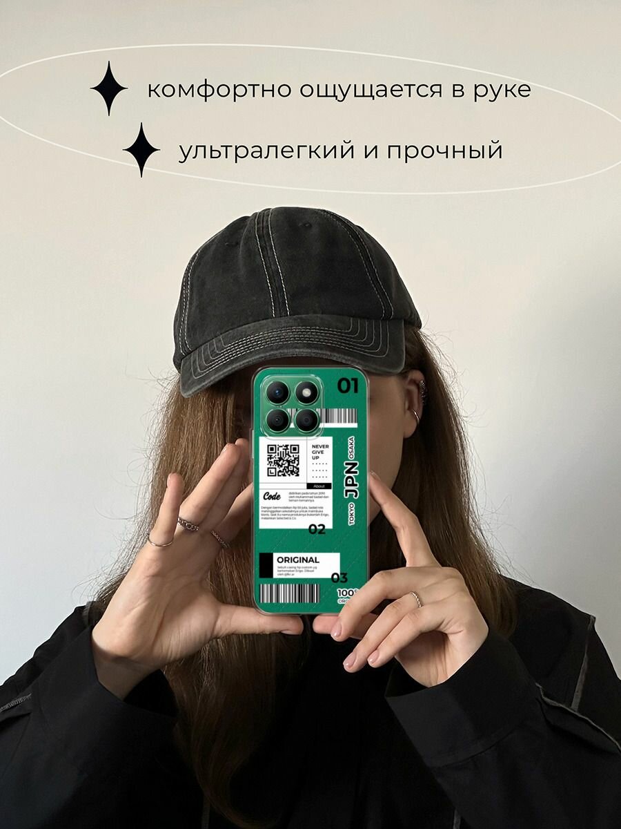 Силиконовый чехол на Honor X8B / Хонор X8B с принтом "JPN", прозрачный — фото 1