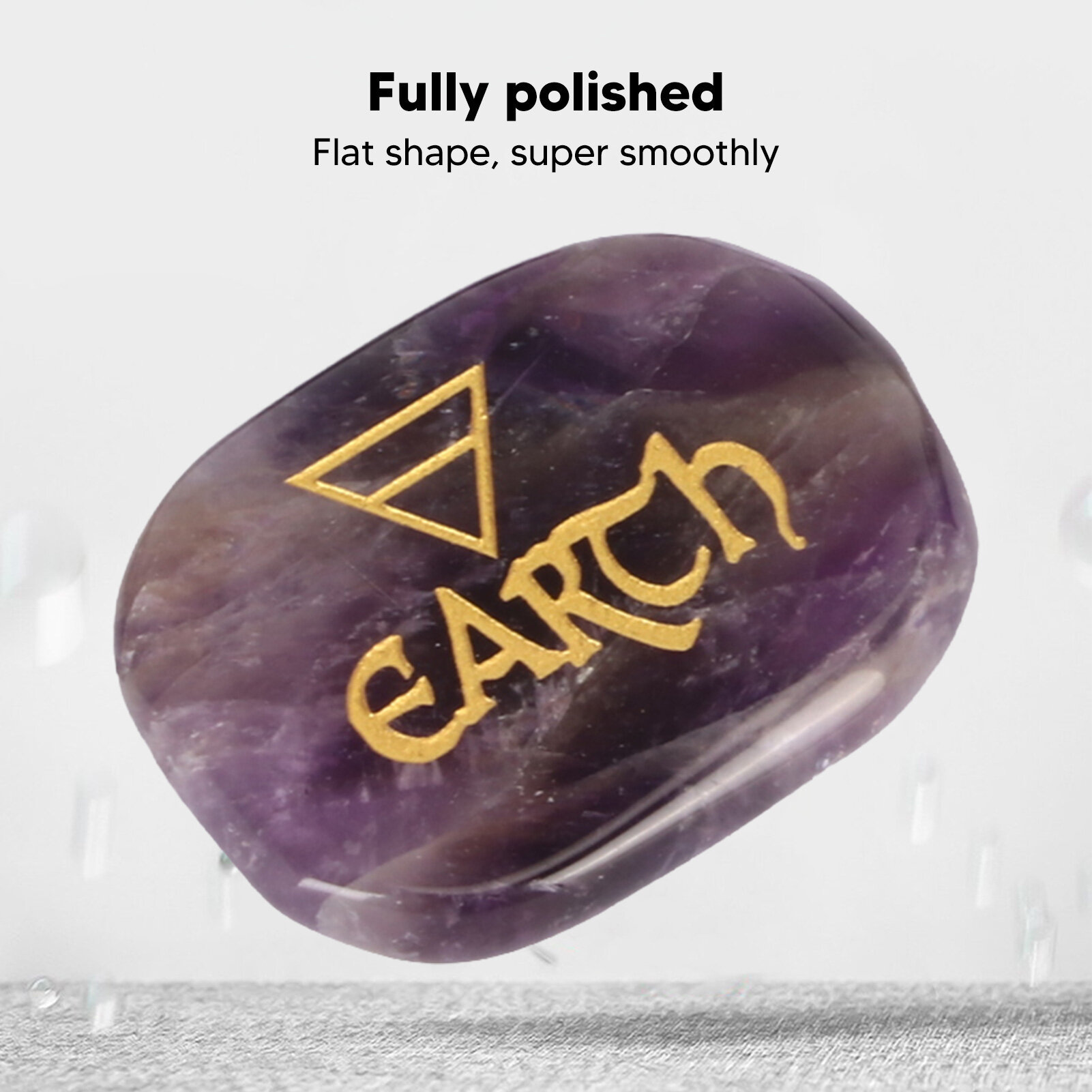 4 элемента, разные камни, выгравированные треугольные символы, земля, воздух, огонь, вода, полированные рунические камни для кристаллов Рейки, лечебный аметист