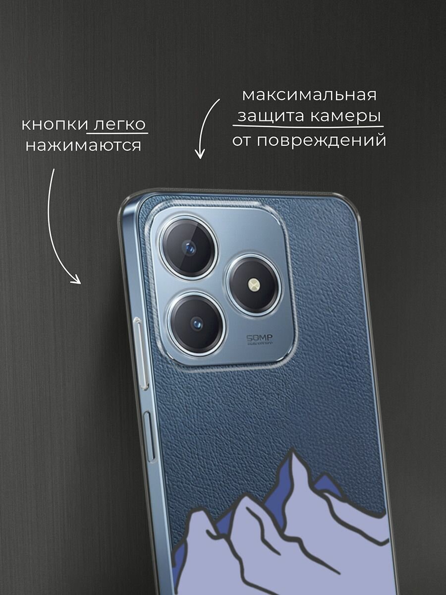 Чехол на Realme C63 / Реалми С63 с принтом "Гора", прозрачный — фото 1