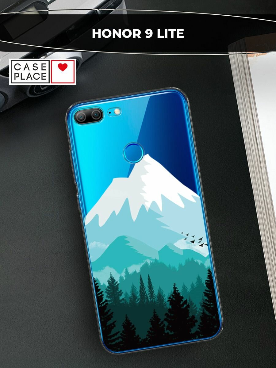 Чехол на Honor 9 Lite / Хонор 9 Лайт с принтом "Синяя снежная гора", прозрачный