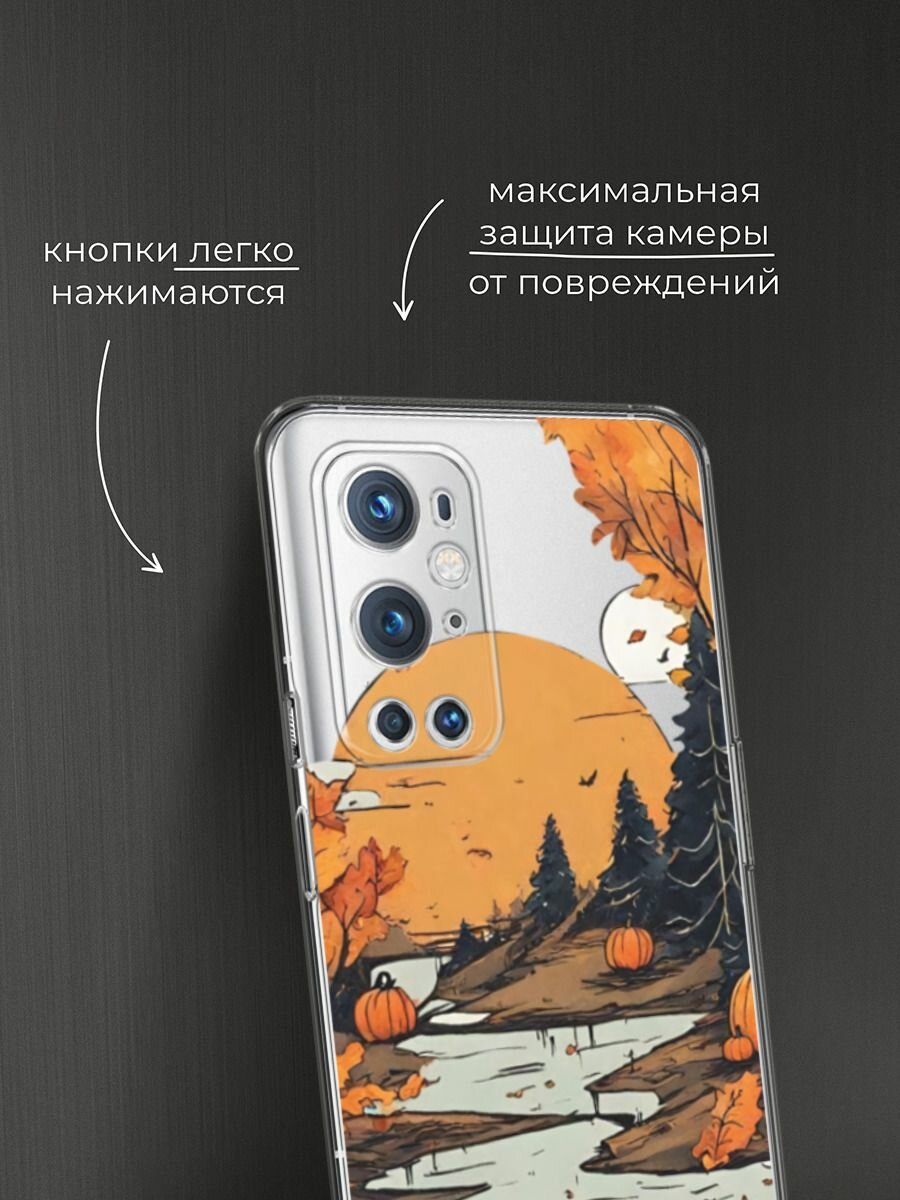 Чехол на OnePlus 9 Pro / ВанПлас 9 Про с принтом "Осенний лесной уголок", прозрачный — фото 1