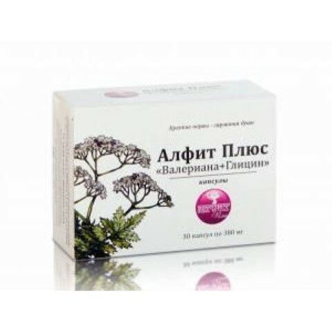 Биологически активная добавка Алфит Плюс валериана + глицин, 30 капсул по 380 мг