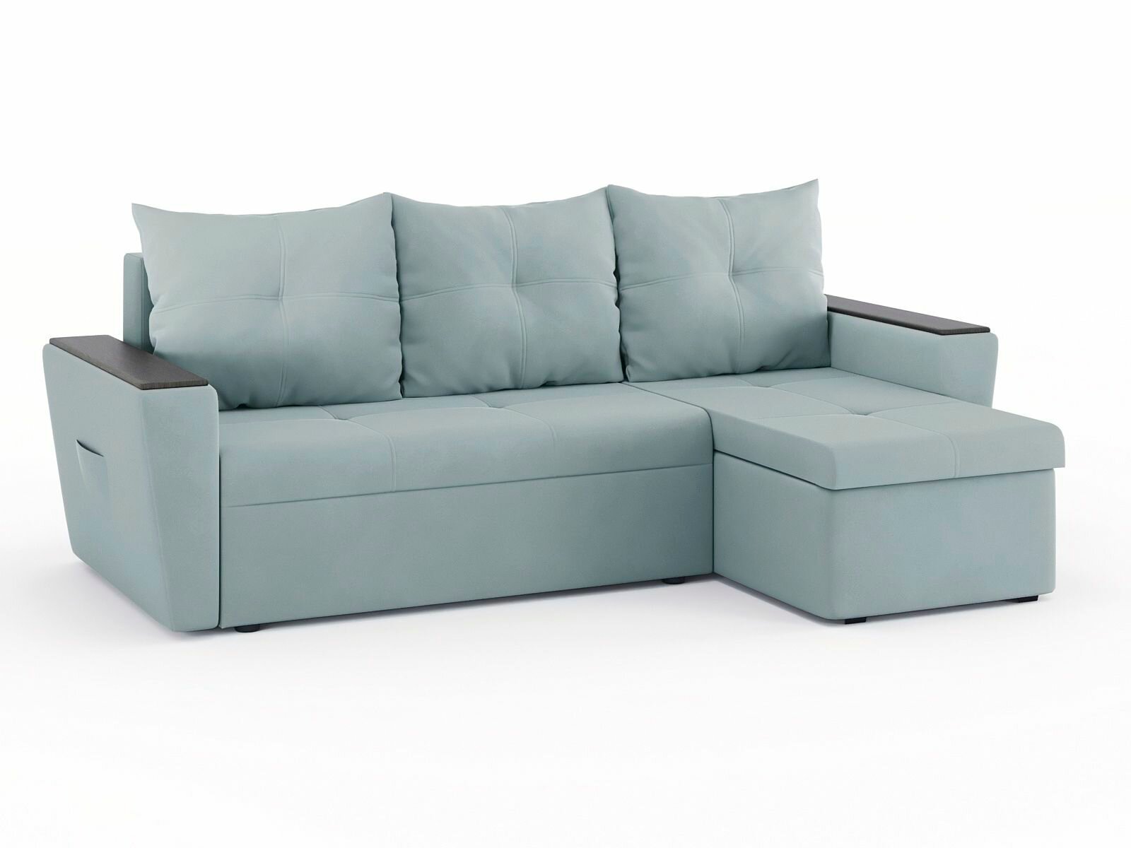 Угловой диван кровать Дубай Майами, трехсекционная еврокнижка, угол левый/правый, велюр Зара Стил 52