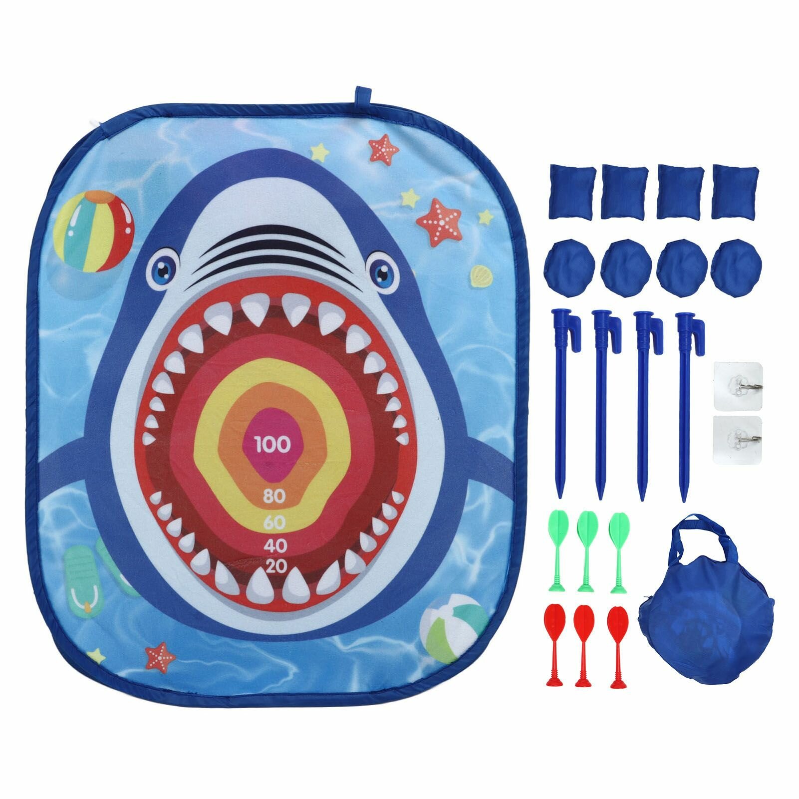 Детская двухсторонняя доска для дартса с мешками с песком, складная мультяшная мишень, игровые игрушки для занятий спортом в помещении и на открытом воздухе, синий 2381B 6