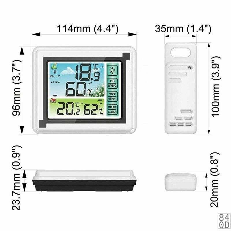 Домашняя погодная станция с 3 беспроводными выносными датчиками, термометр, гигрометр, метеостанция