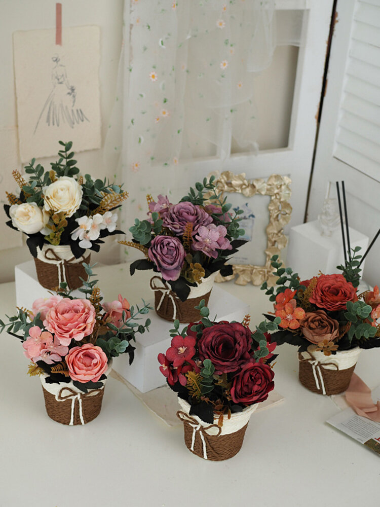 Искусственные цветы в горшках, реалистичные, яркие, искусственные цветы в горшках для офиса, ванной комнаты, спальни, гостиной, украшения