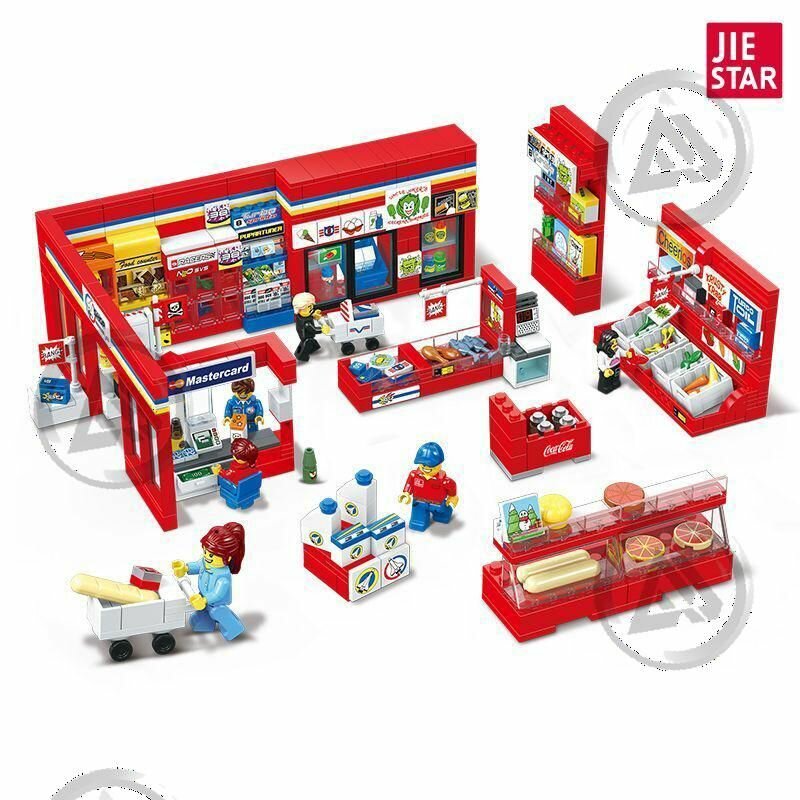 Конструктор Круглосуточный магазин, большой супермаркетмини-маркет 12 в 1】 Jiexing 55000