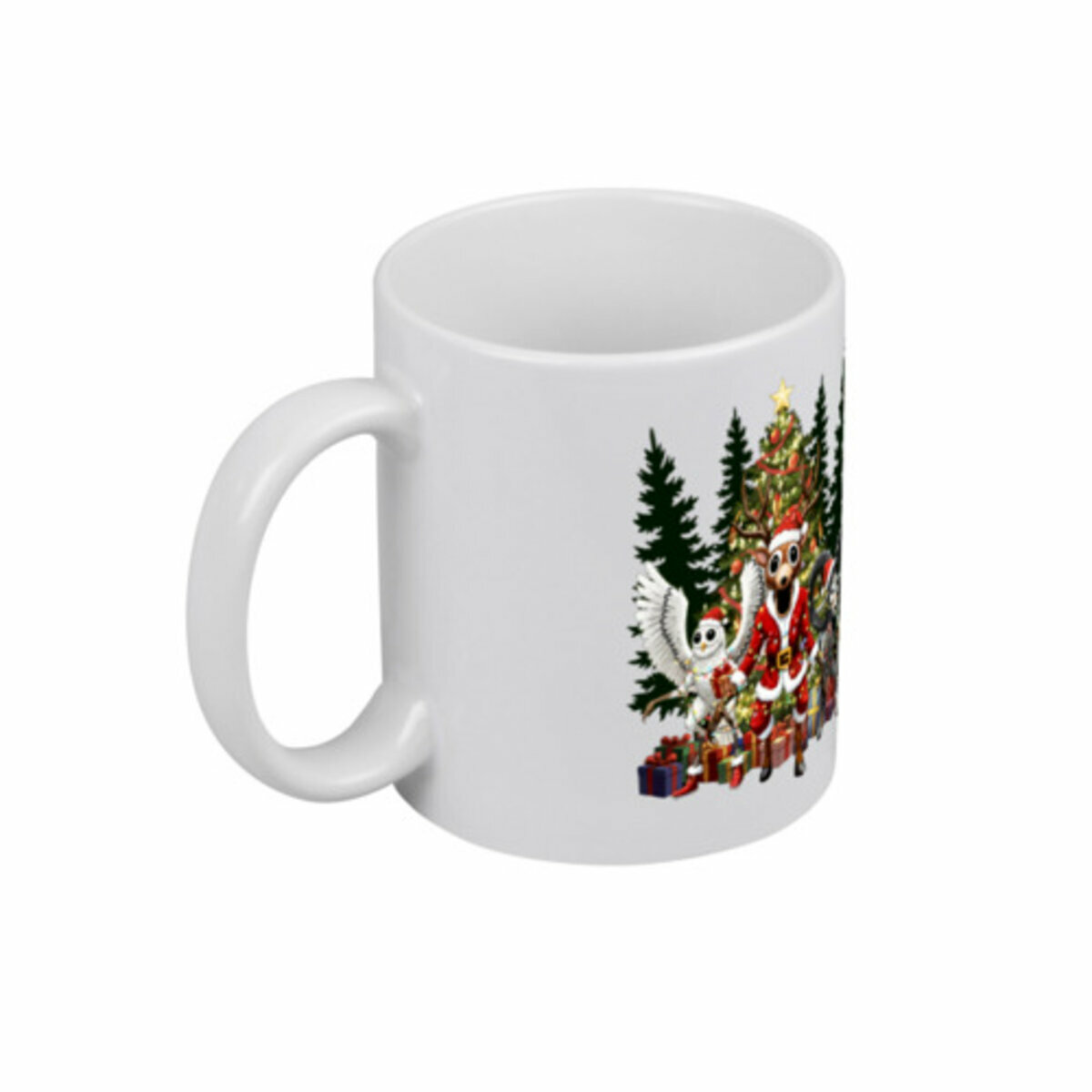 Кружка «новогодние 99 ночей в лесу с оленем сова 99 nights» (белый)