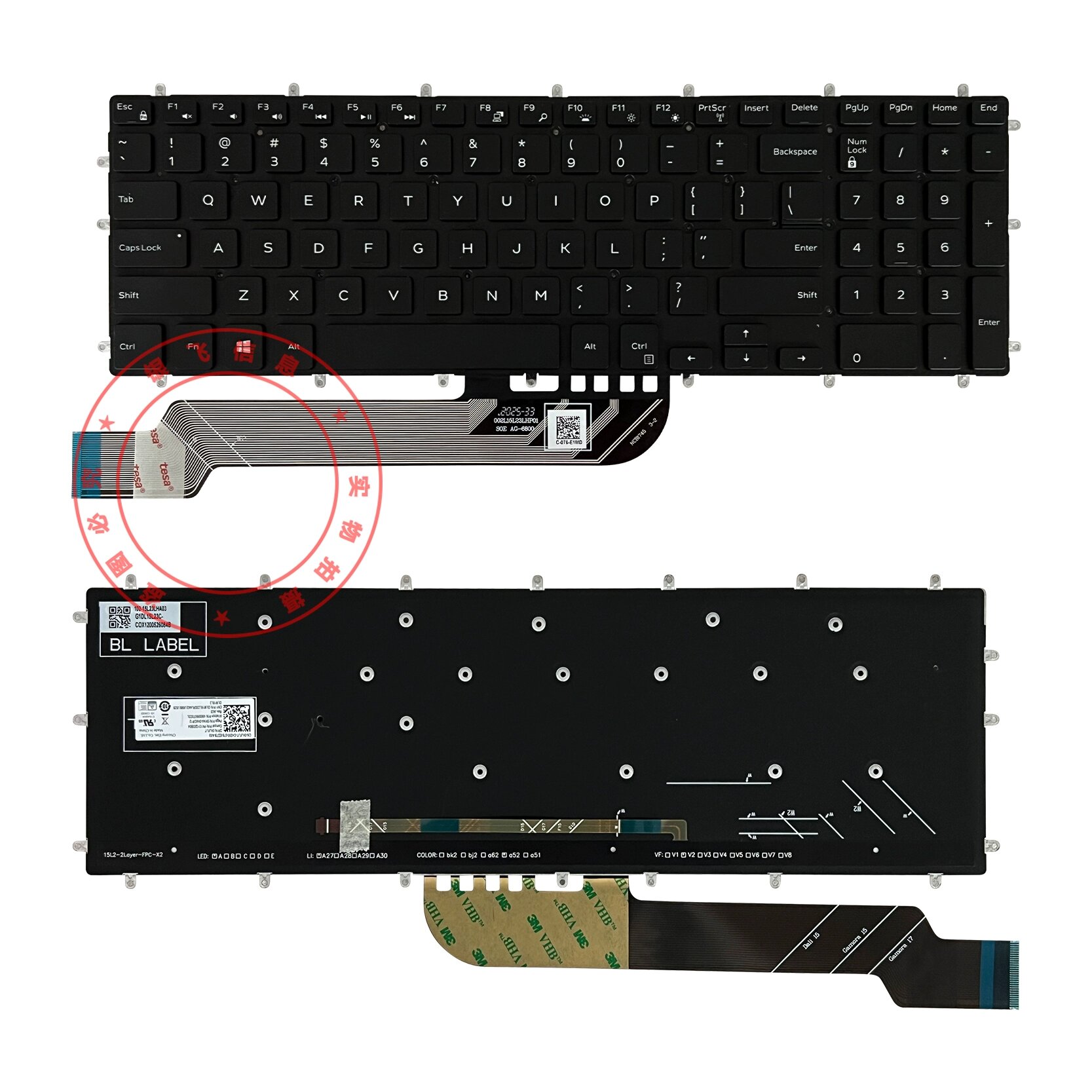 Подходит для клавиатуры ноутбука Dell G3 3500 G5 5500 5590 G7 7790 7588 P66F Новая оригинальная клавиатура с белым