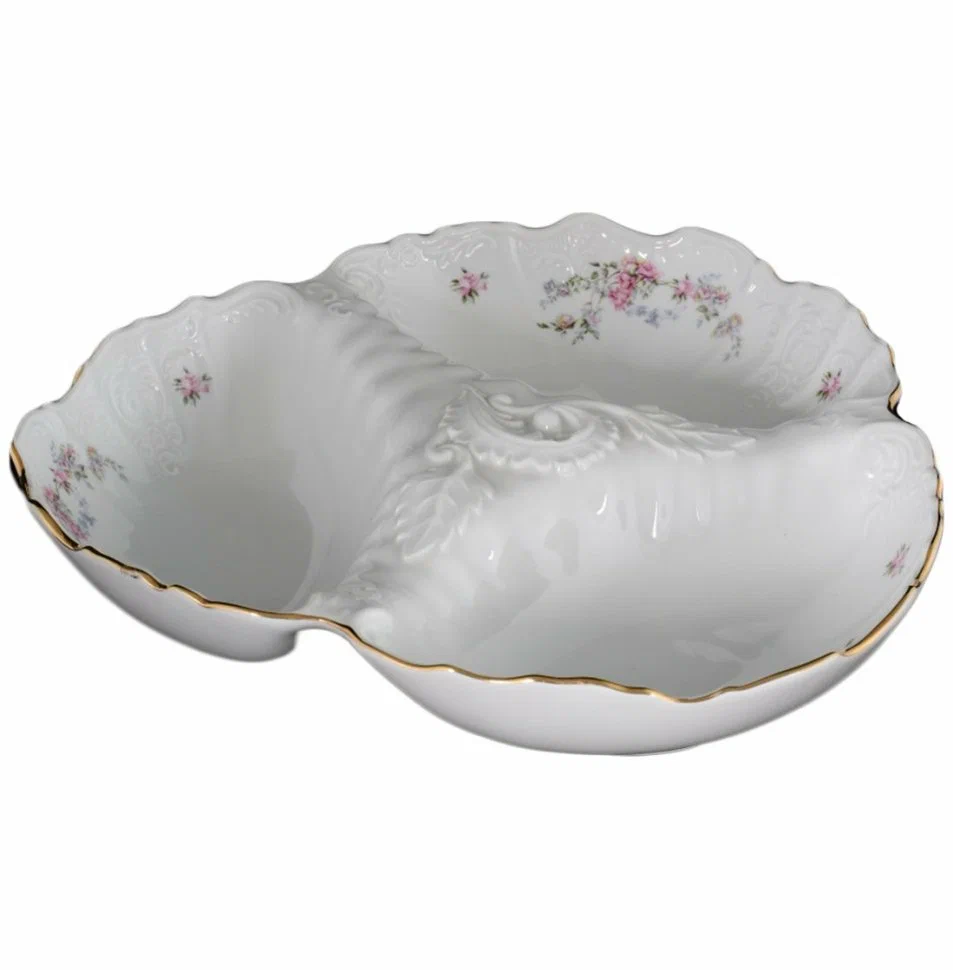 Менажница 30 см (750 мл); "Bernadotte", декор "Дикая роза, отводка золото", Thun/ БТФ1561