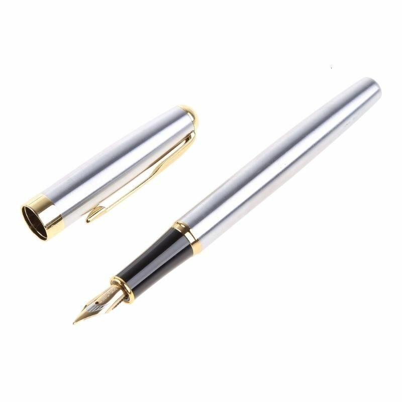 BAOER 388 Черная металлическая перьевая ручка, Серебро