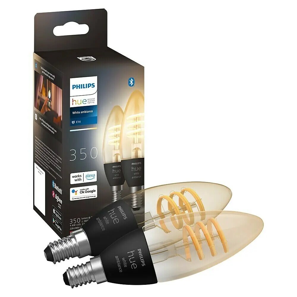 Умная лампа Philips Hue White Ambiance Filament E14 2шт (929003145202)