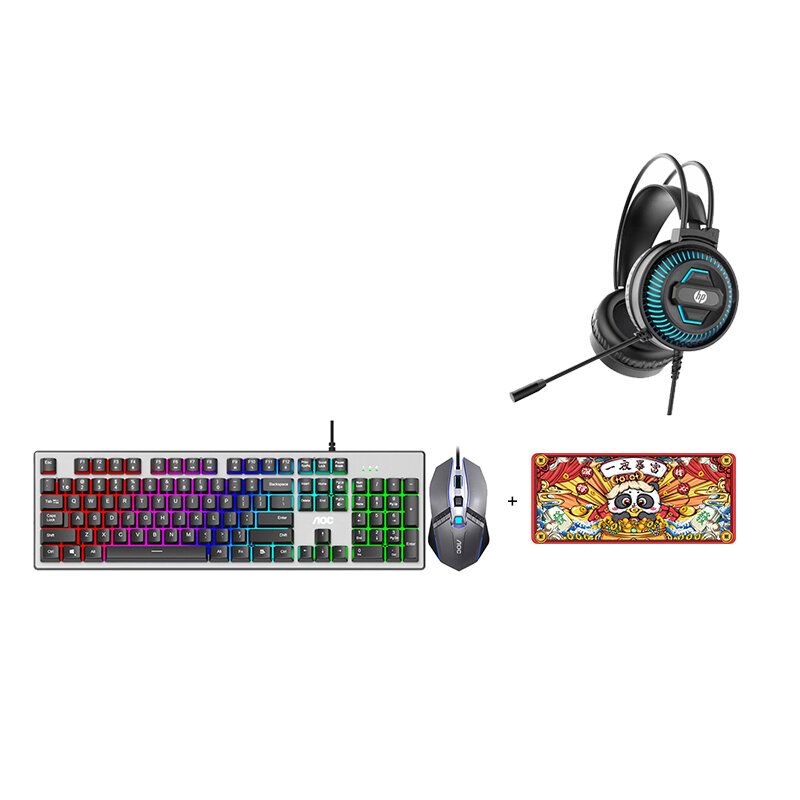 Комплект клавиатуры и мыши AOC keyboard and mouse set + mouse pad + 8001u headphones