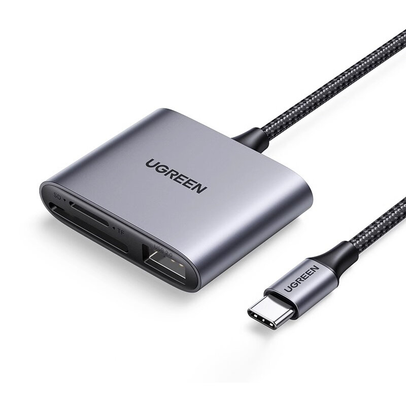 USB-считыватели карт UGREEN type-c3.0 dual sim dual read + usb2.0, цвет: 80798