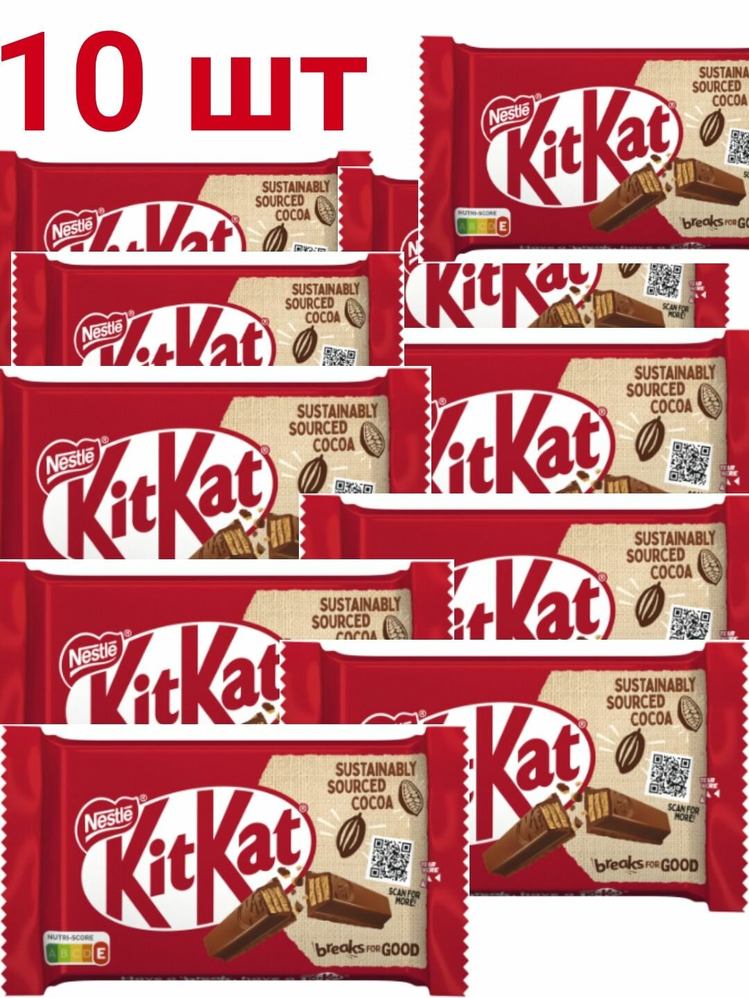 KitKat, Хрустящая вафля в шоколадe, 10 Шт х 41,5г.