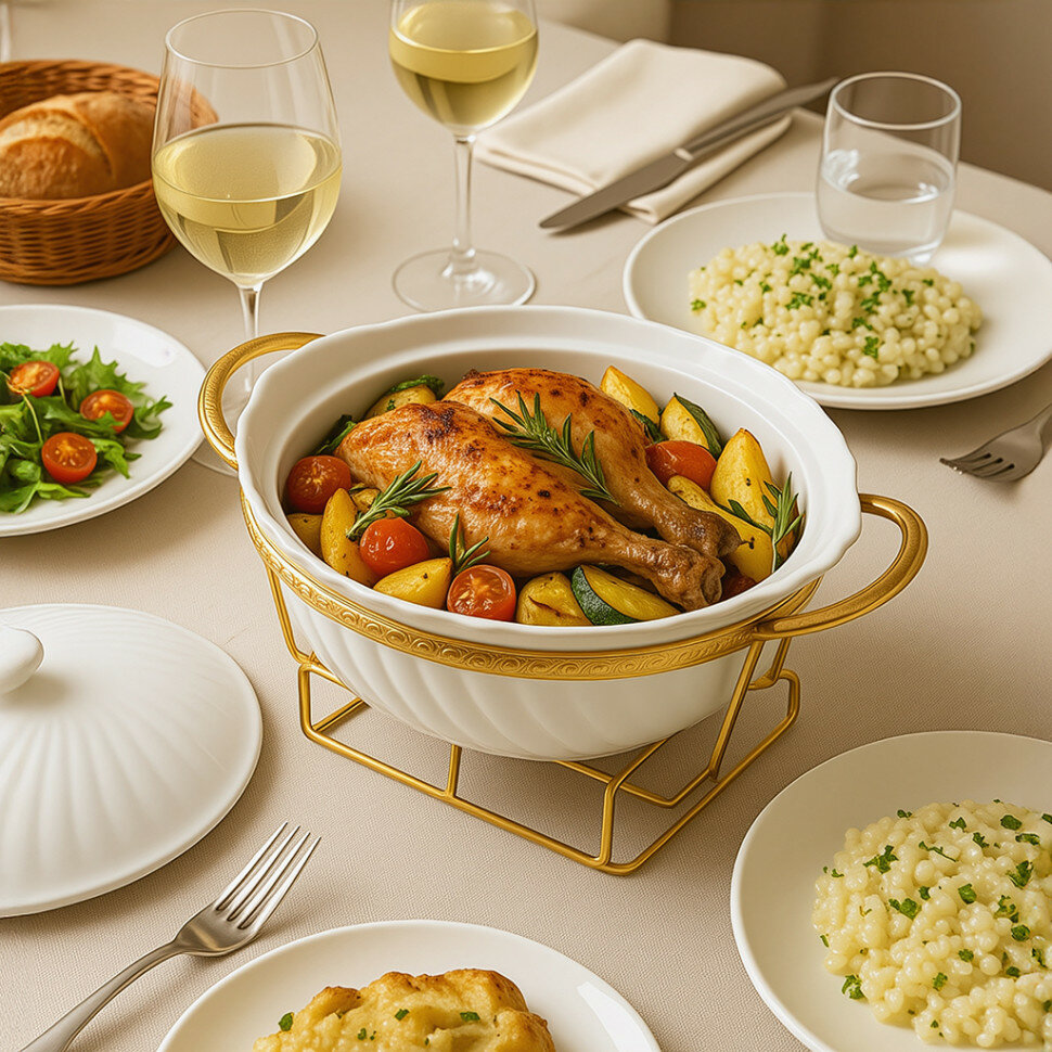 16125 FISSMAN Мармит 28,8x21,5х15,2см (фарфор) Чаша-23х21х11см