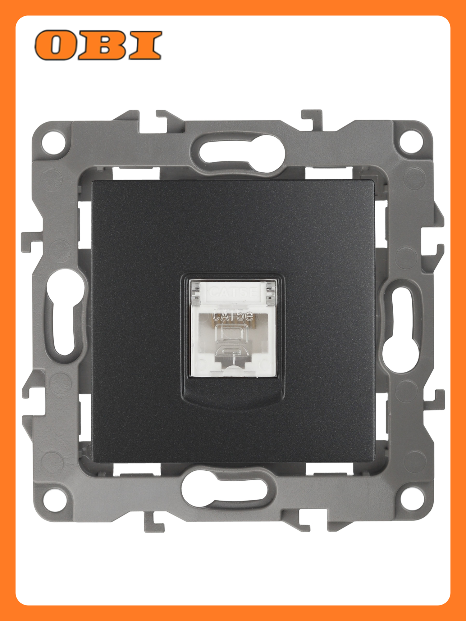 12-3107-05 ЭРА Розетка информационная RJ45, IP20, Эра12, антрацит (10/100/2100)