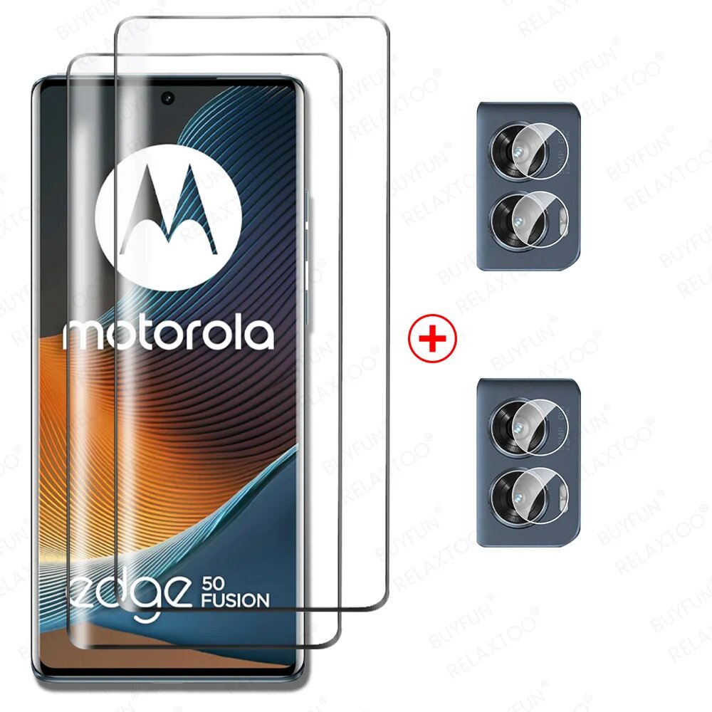 Для Motorola Edge 50 Fusion Glass 4in1 изогнутое закаленное стекло Edge50 Pro Ultra Edge40 Neo 40 Moto G85 5G Защитная пленка для экрана камеры