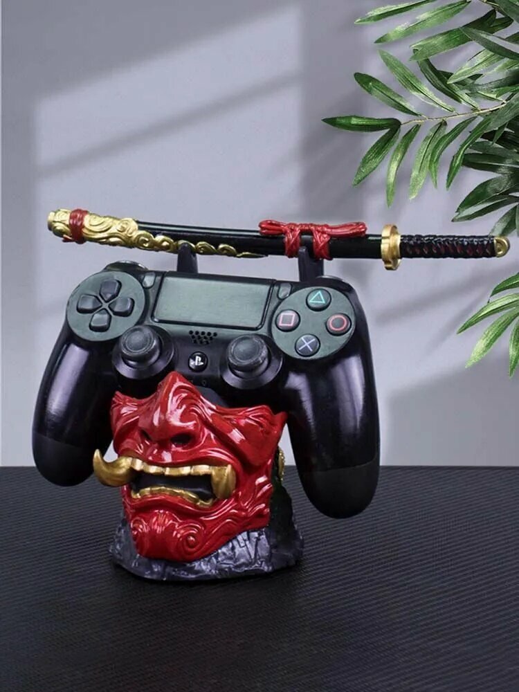 Уникальный дизайн! Подставка для геймпадов PS5/PS4/XBOX в стиле острова Цусима с японским маской-демоном и Бандзю