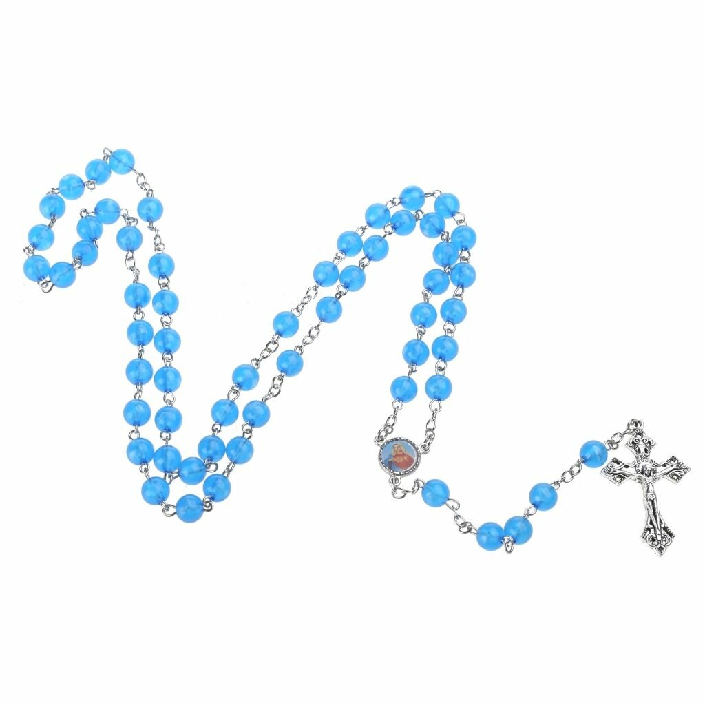 Королевские синие светящиеся религиозные четки с крестом Пресвятой Богородицы, Католические принадлежности, ожерелье из пяти Руйских четок