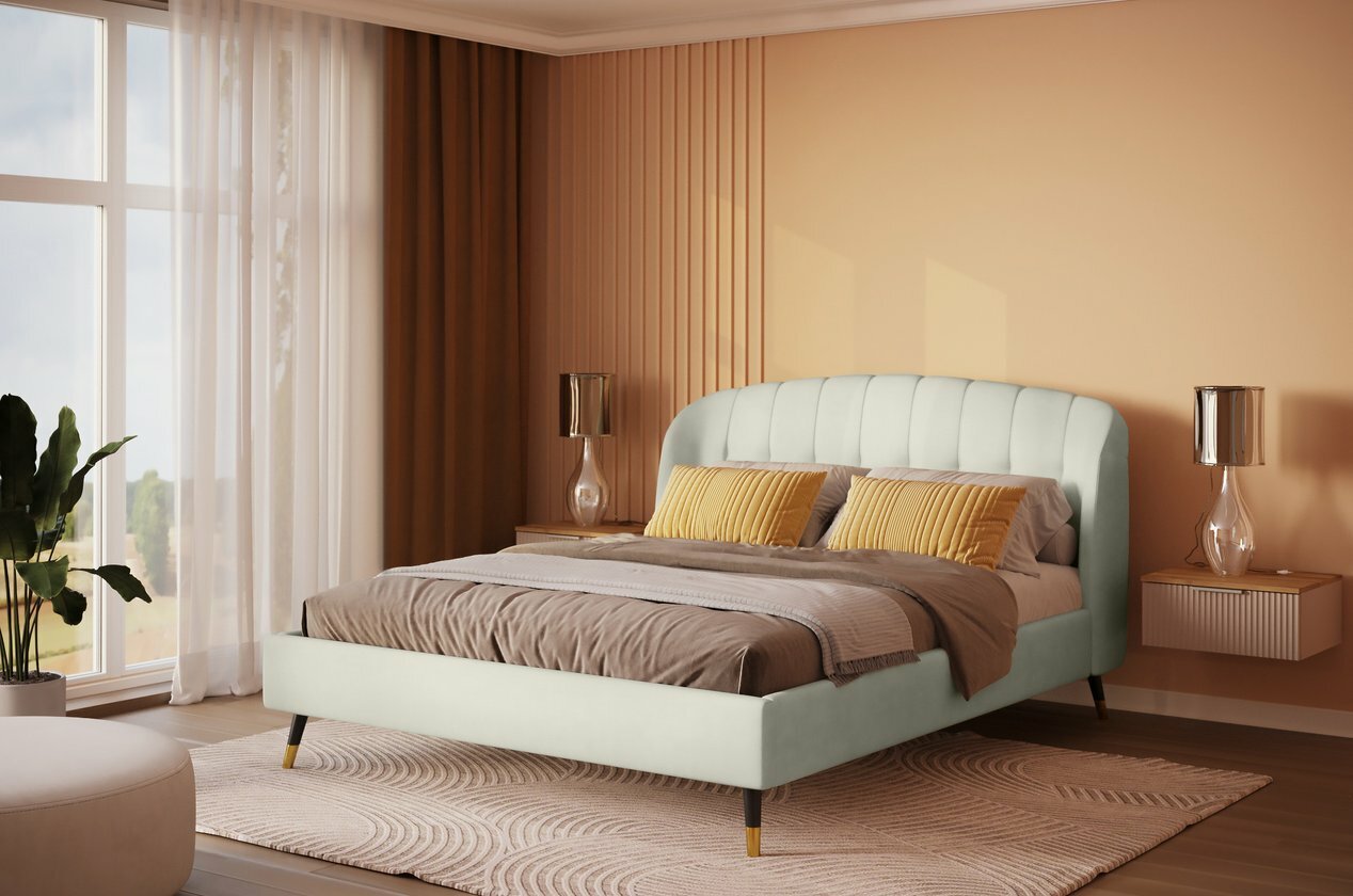 Кровать Льери 140 Velvet Milk, divan.ru, 225х159х112 см, молочный, велюр