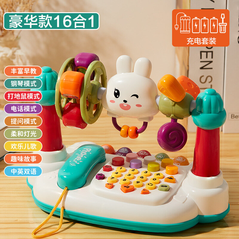 Детская игрушечная телефонная трубка, обучающая, раннее обучение, симуляция, жевательная, для детей от 8 до 12 месяцев, для 1 года, музыкальный стационарный телефон